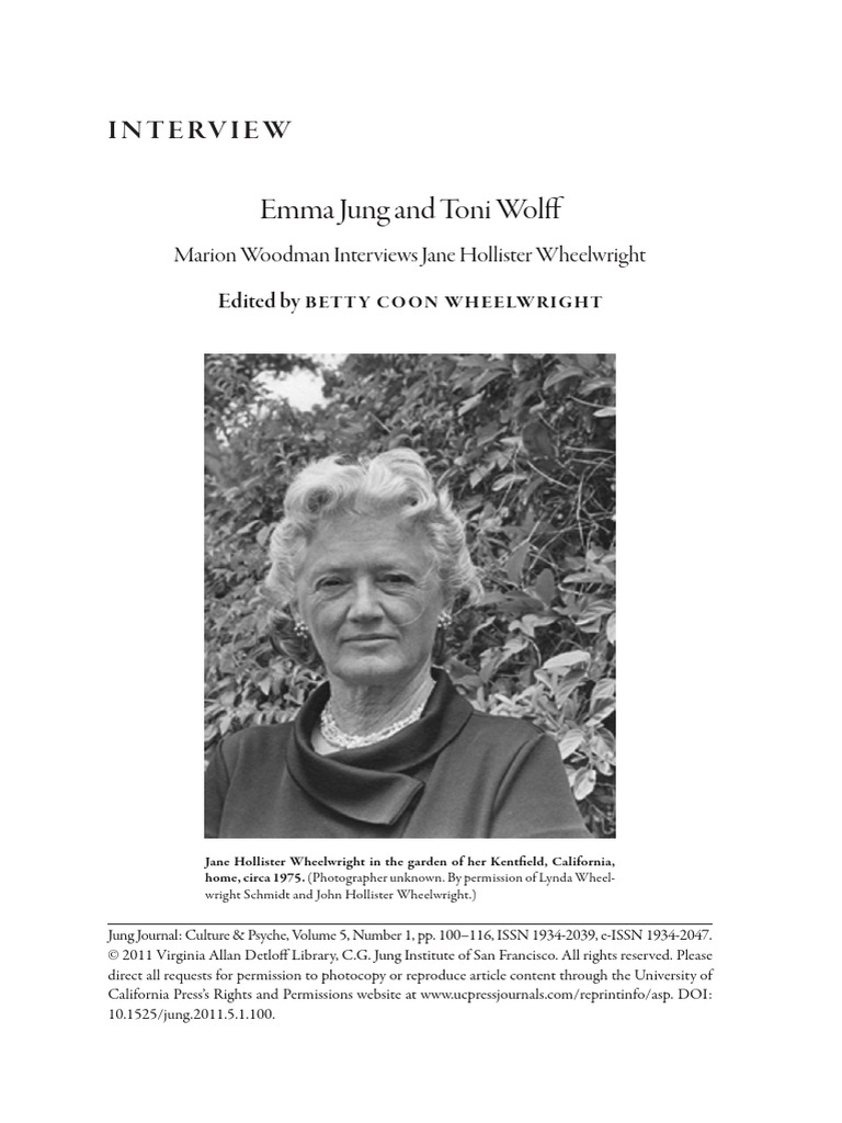 Interview: Emma Jung & Toni Wolf | PDF | Carl Jung | Analytical Psychology