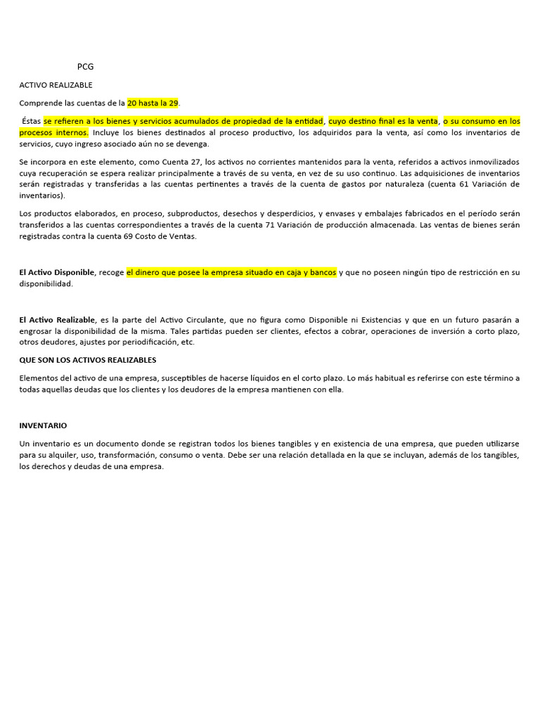 Activo Realizable, NIC 2 Inventarios | PDF | Business | Bienes