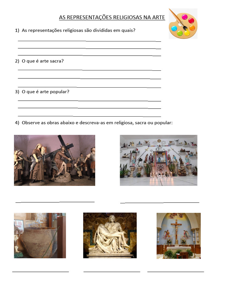 AS REPRESENTAÇÕES RELIGIOSAS NA ARTE Atividade | PDF