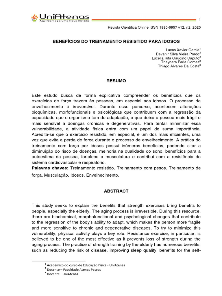 Garcia Et Al 2020 - Beneficios Do Treinamento Resistido para Idosos ... Garcia Et Al 2020 - Beneficios Do Treinamento Resistido para Idosos ...