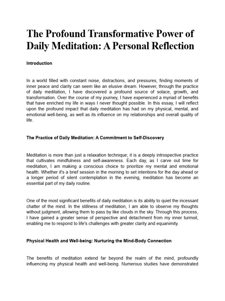 The Profound Transformative Power of Daily Meditation | PDF ...