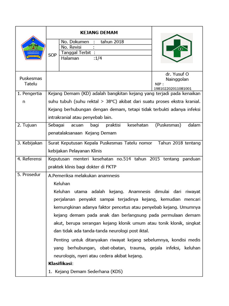 Sop Kejang Demam | PDF | Kesehatan Holistik