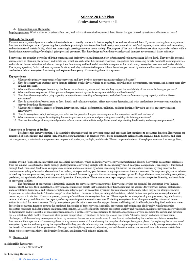 unit d plan-science 20 | PDF | Ecosystem | Ecology