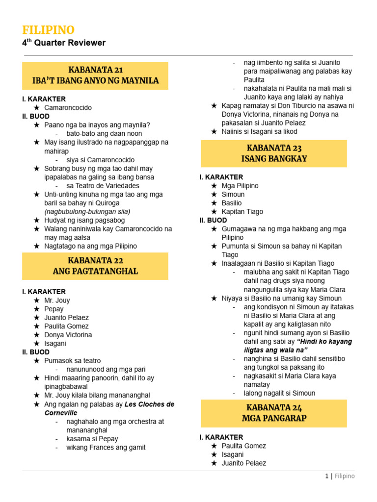 Filipino Kabanata 21 | PDF