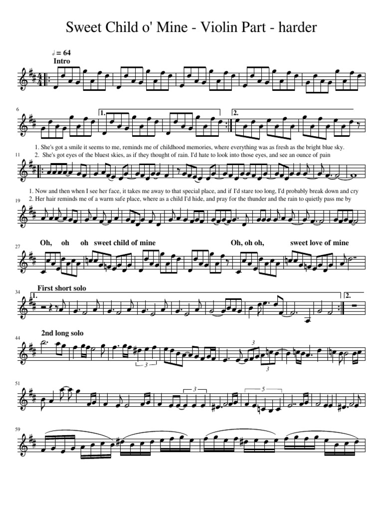 Sweet Child Violin Part Draft 5 | PDF