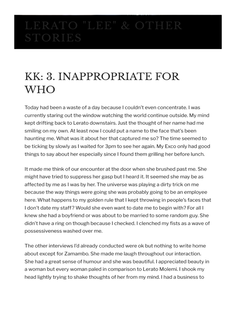 KK - 3. Inappropriate For Who - Lerato "Lee" & Other Stories | PDF