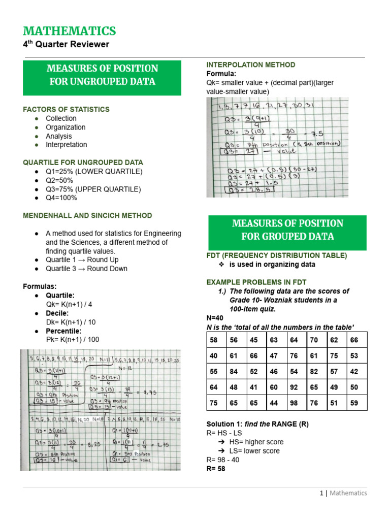 Math 4TH Quarter Reviewer | PDF | Sampling (Statistics) | Mean