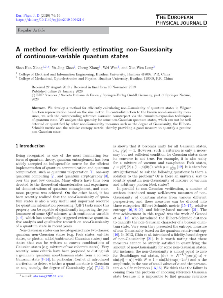 A Method For Efficiently Estimating Non Gaussianity Pdf Quantum