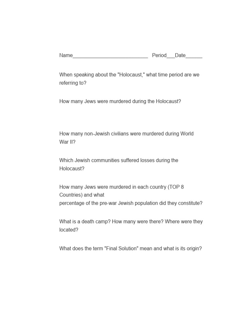 Holocaust Overview: Key Facts and Questions | PDF | Nazi Germany | The ...