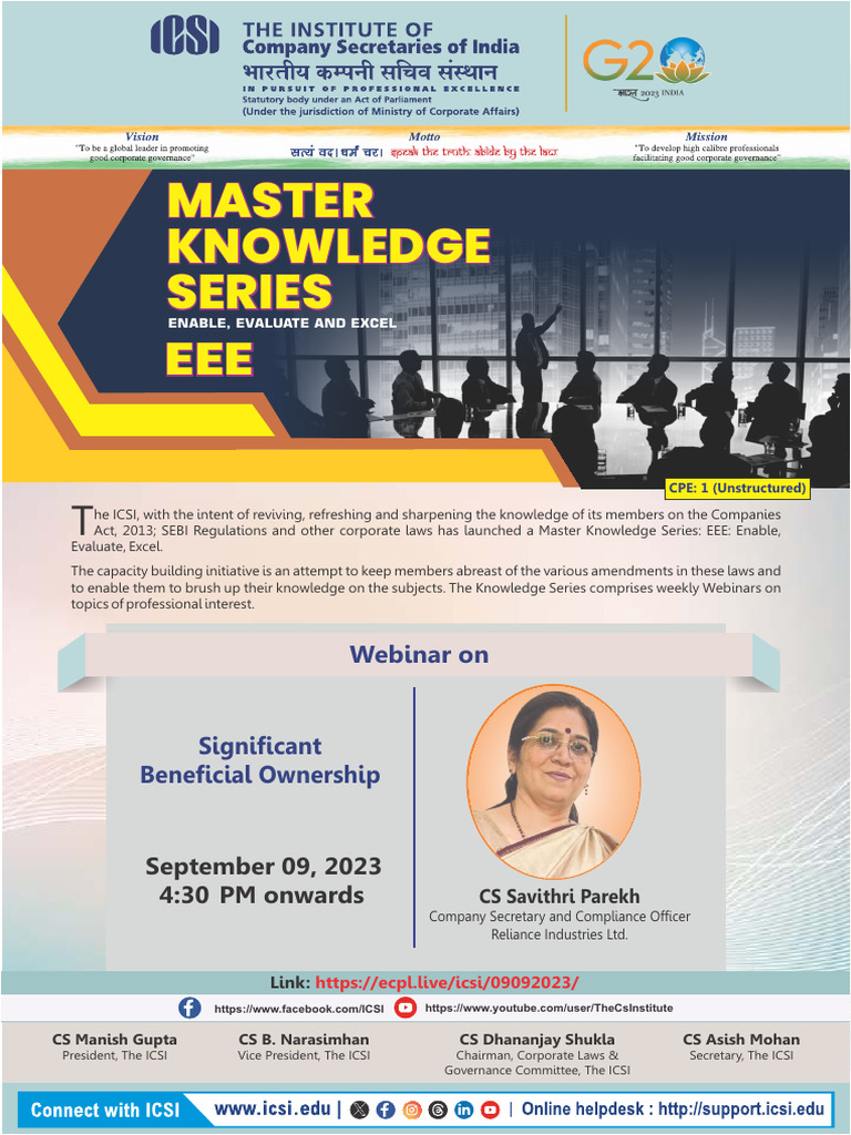 Master Knowledge Series: Webinar on Significant Beneficial Ownership | PDF