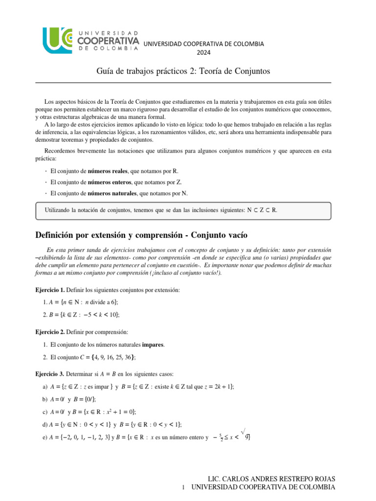 Taller de Conjuntos | PDF | Conjunto (Matemáticas) | Número Real