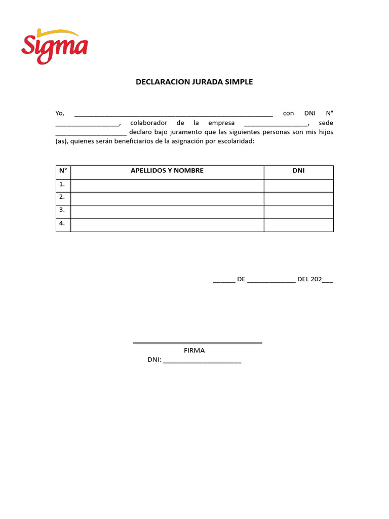 Declaración Simple | PDF
