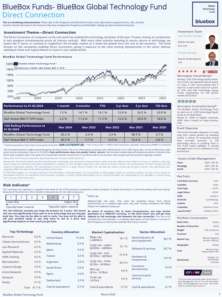 BlueBox Global Technology Fund Overview | PDF | Investing | Risk