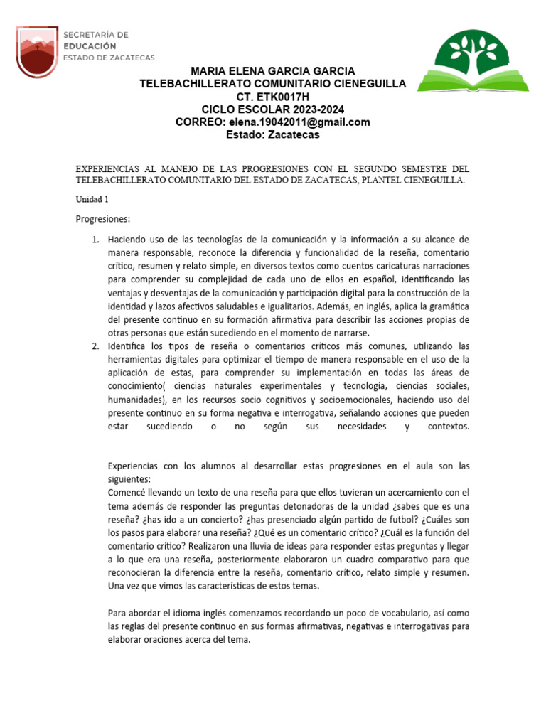 Maria Elena Garcia Garcia Experiencias | PDF | Infografia ...