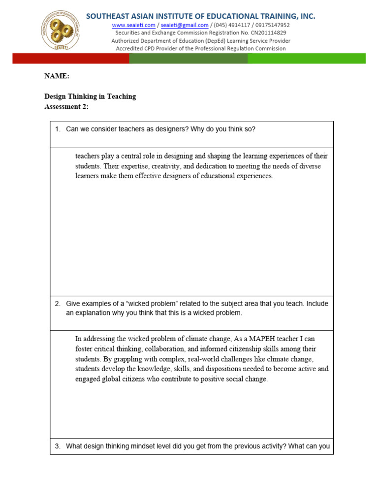 DesignThinkingAssessment2-230711-123618 | PDF | Learning | Design Thinking
