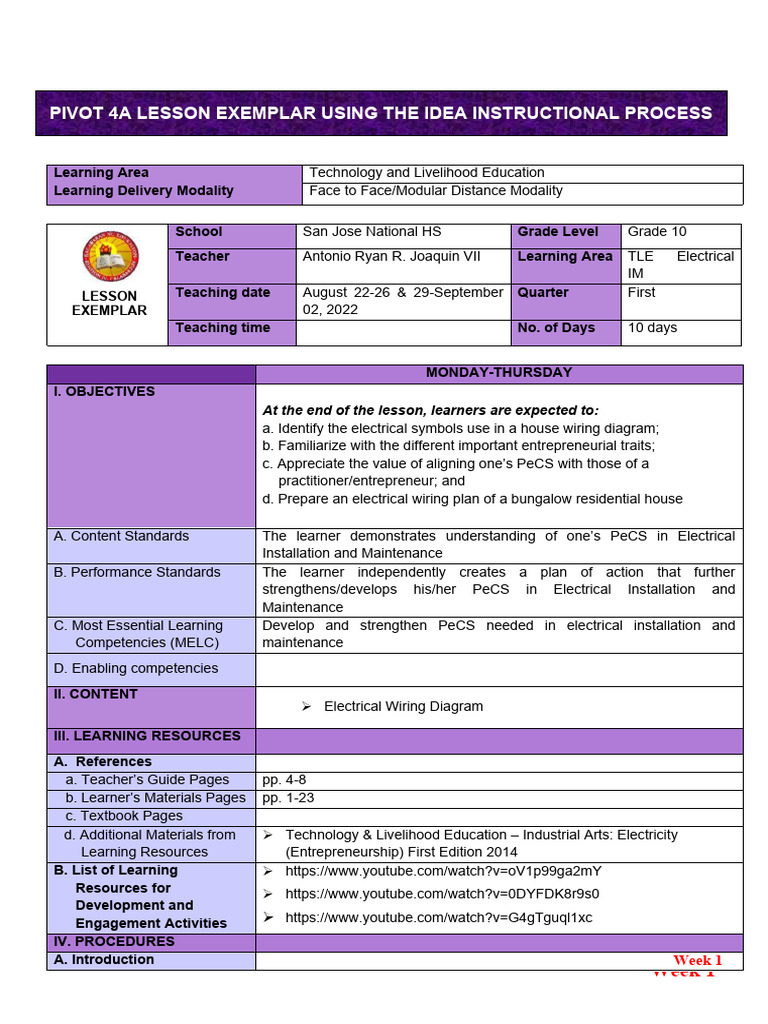 LE IDEA EIM 10 Q1 Week 1 2 | PDF | Learning | Entrepreneurship