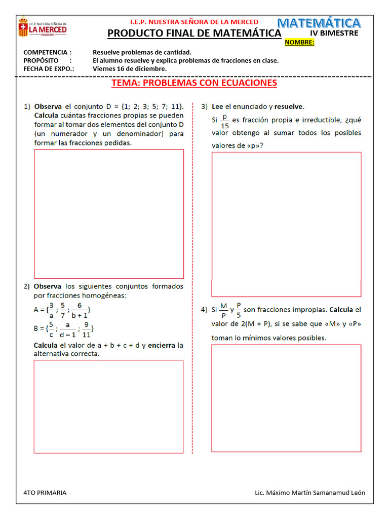 Producto Final 4to Prim Iv Bim | PDF