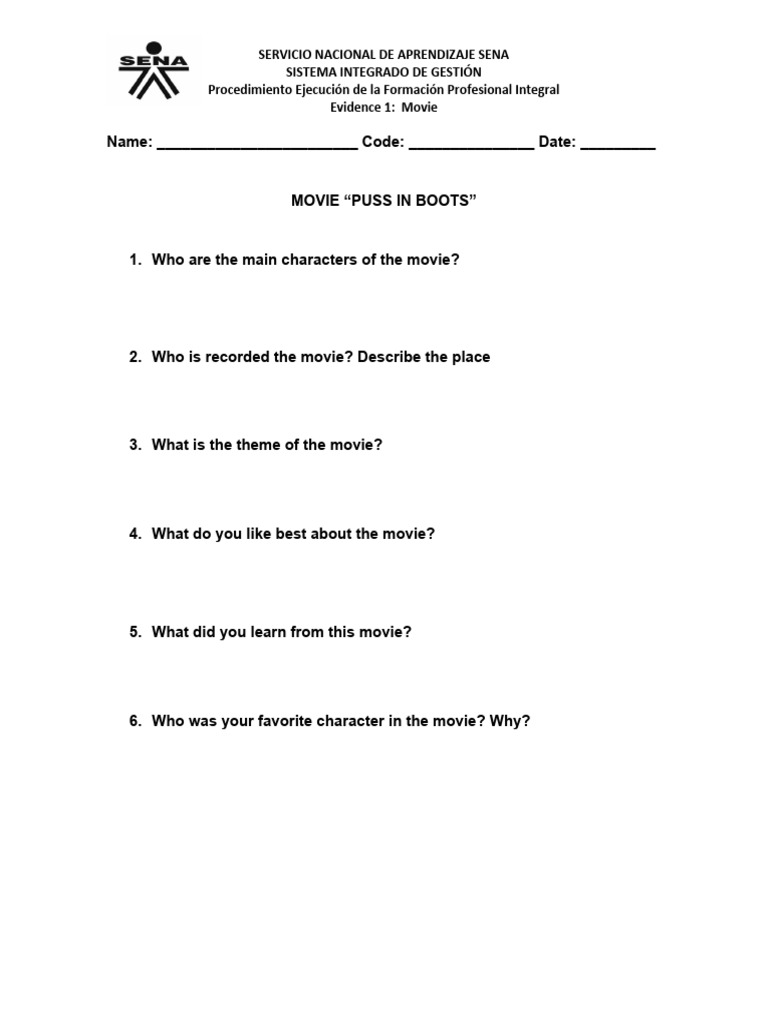 Movie Worksheet | PDF | Games & Activities