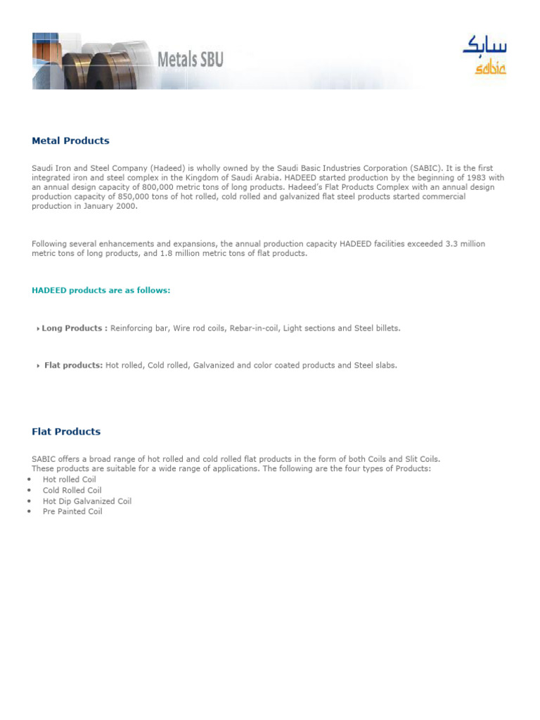 SABIC Flat Product | PDF | Rolling (Metalworking) | Sheet Metal