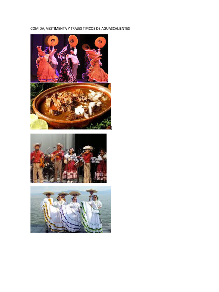 Comida, Vestimetna y Ropa Tipica de Aguascalientes | PDF