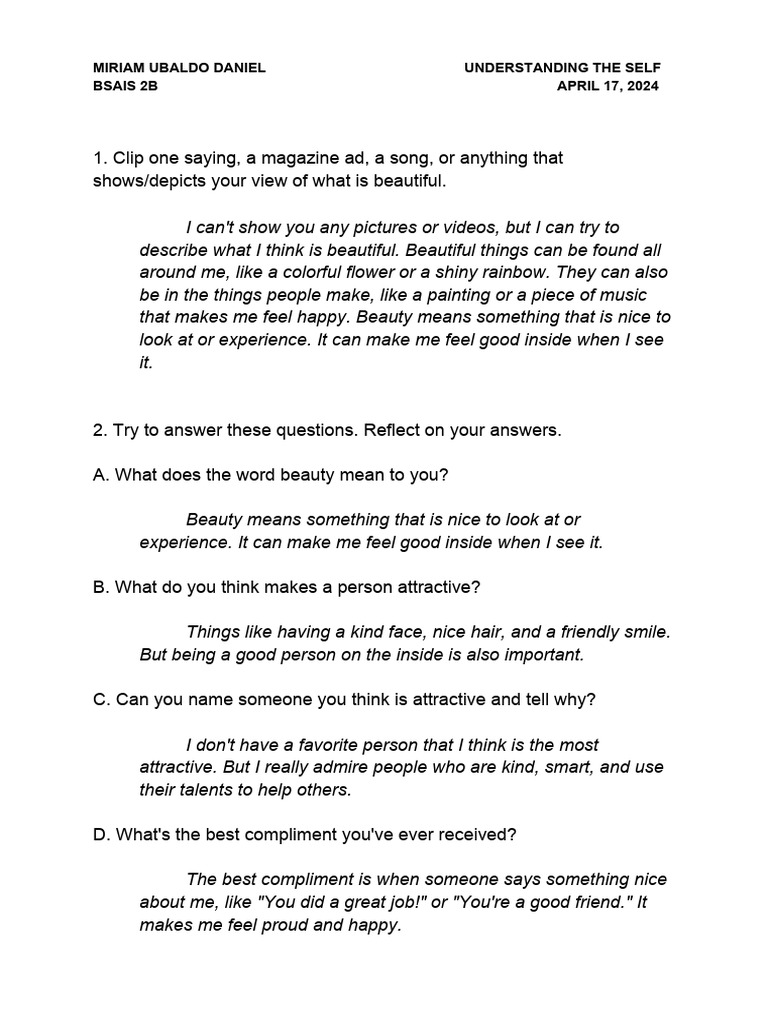 Miriam Ubaldo Daniel - Understanding The Self | PDF