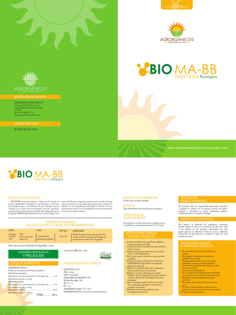 Ficha Tecnica BIO MA-BB | PDF | Alimentos | Hongo