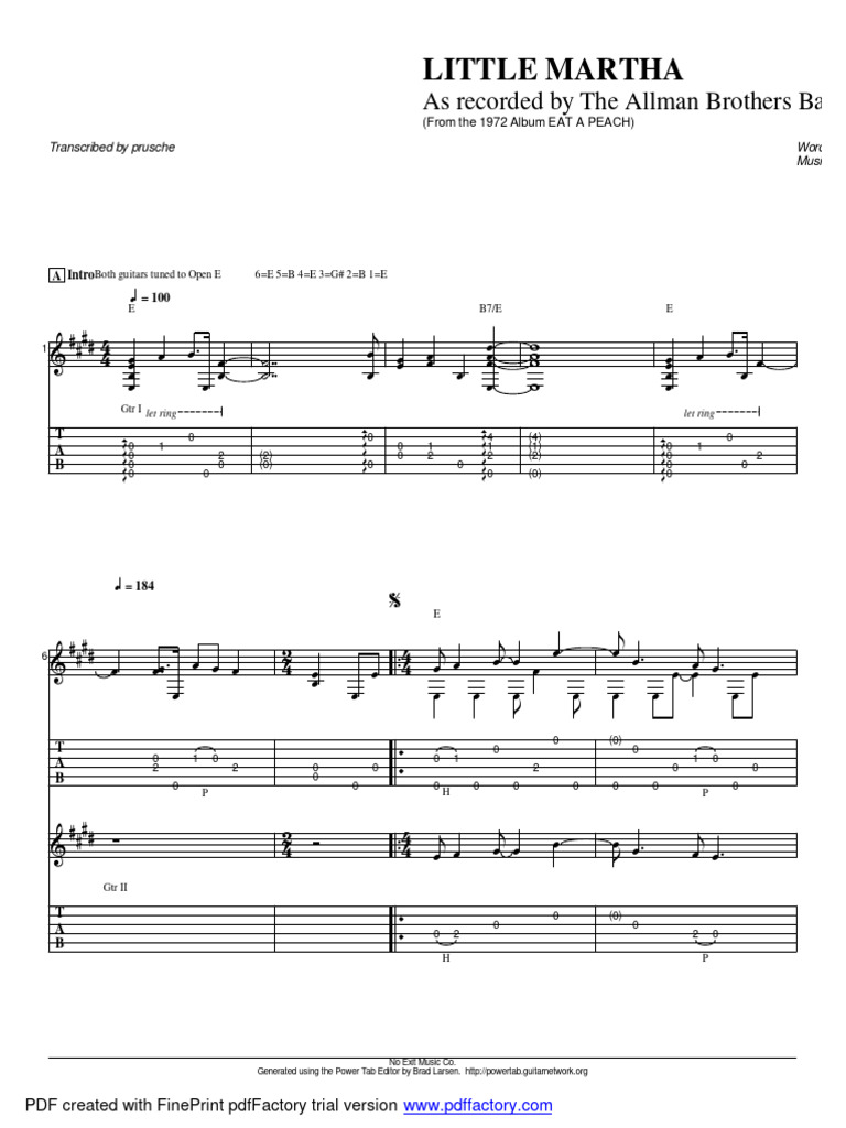 Little Martha Tab - Allman Brothers | PDF