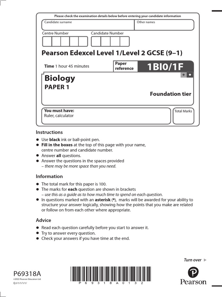 bio paper 1 foundation | PDF | Evolution | Allele
