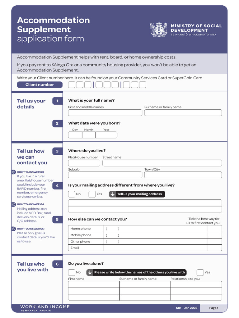 Accommodation Supplement For Existing Clients | PDF | Mortgages | Pension