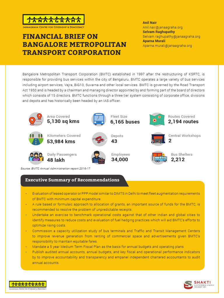 Financial Brief On BMTC | PDF | Fiscal Year | Expense