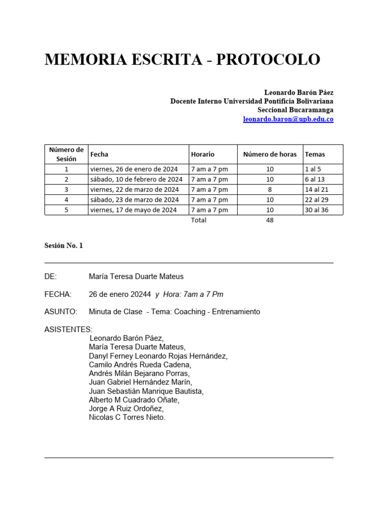Formato Memoria Protocolo | PDF | Liderazgo