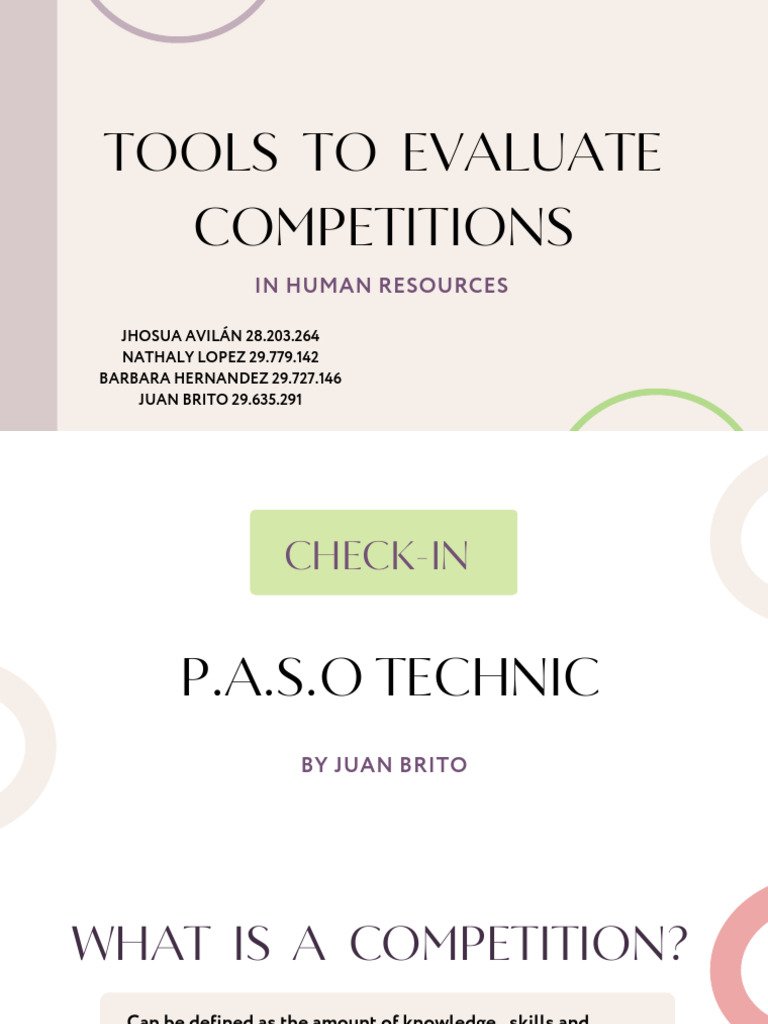Tools To Evaluate Competitions 1.0 | PDF | Human Resources | Evaluation