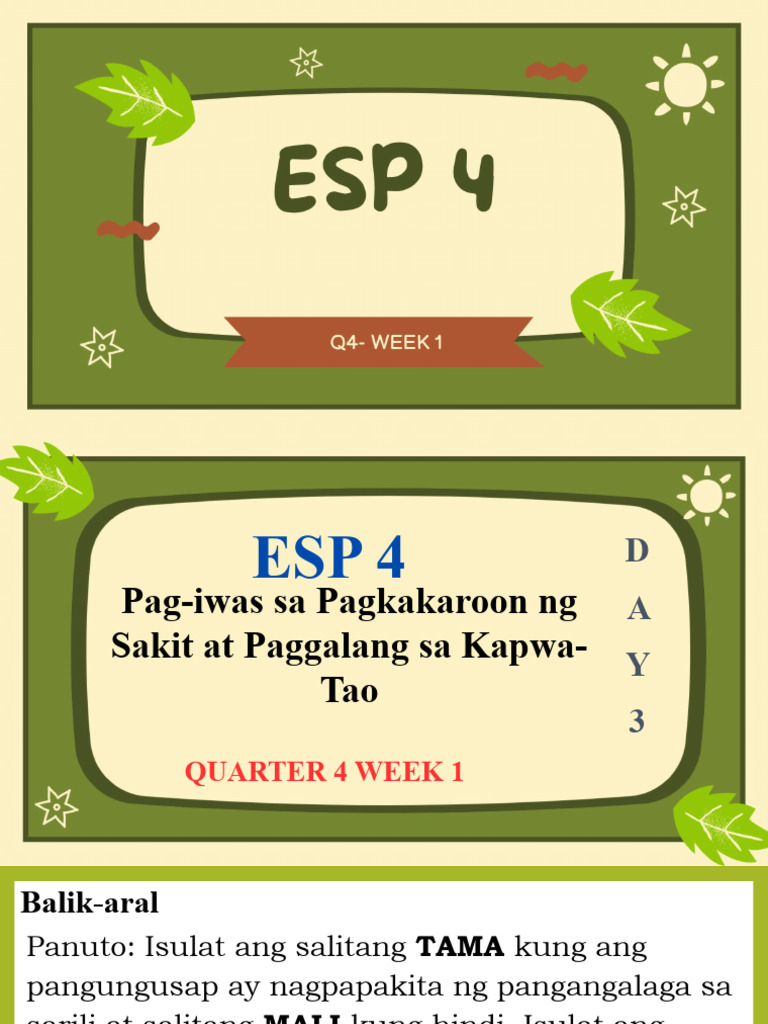 ESP Q4 Week 1 Day 3 | PDF