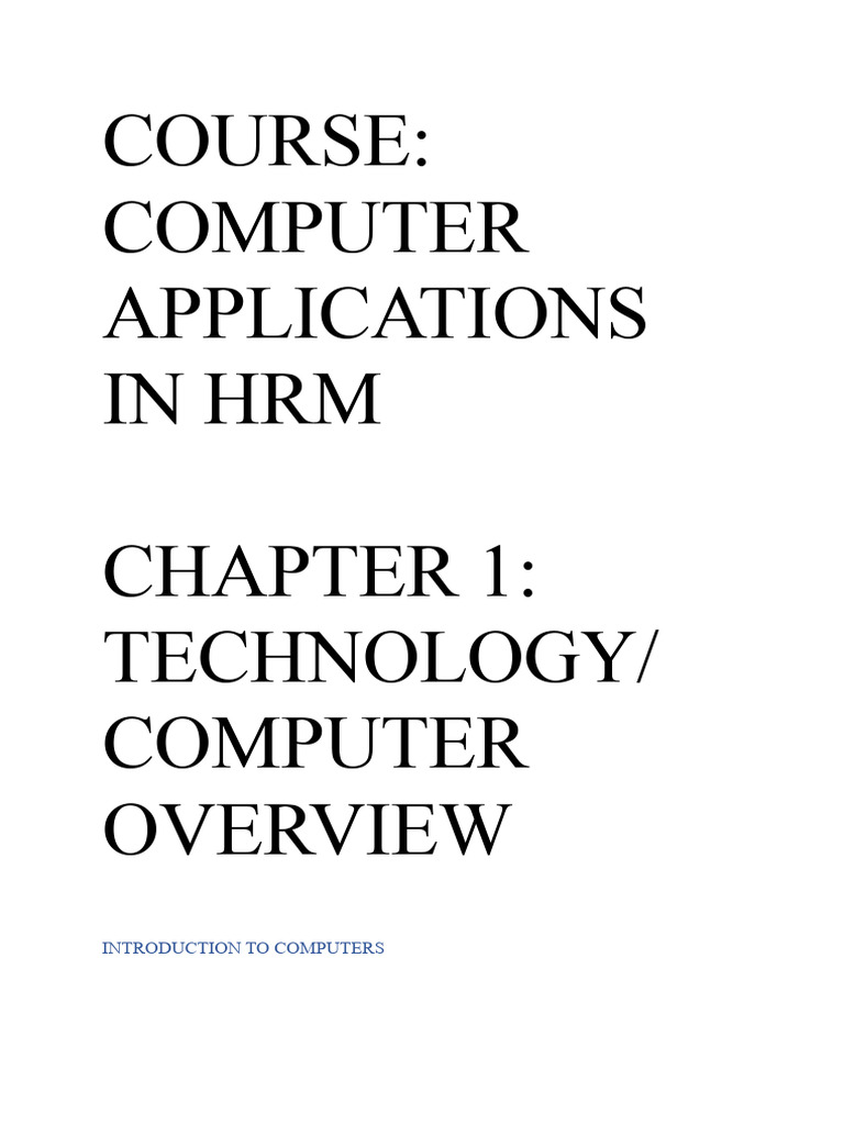 Computer Applications in HRM Overview | PDF | Computer Data Storage ...