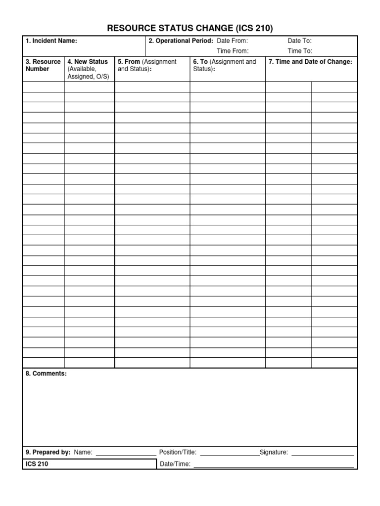 Ics Form 210, Resource Status Change (v3) | PDF | Incident Command ...