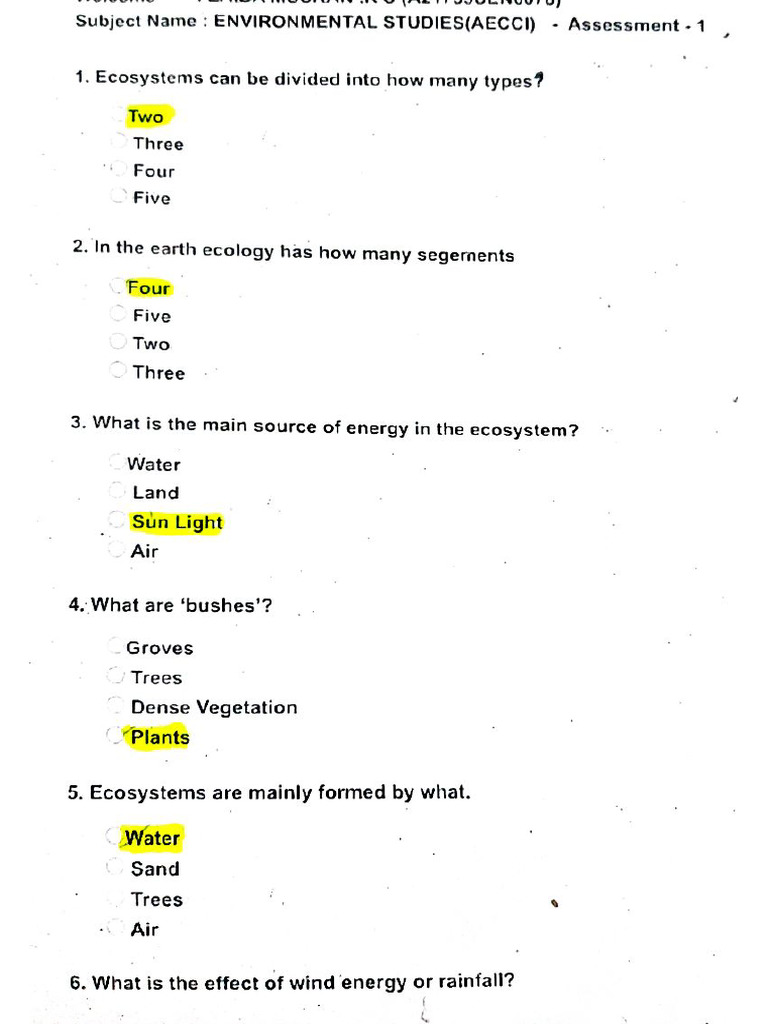 Environmental Science Ass1&2 | PDF
