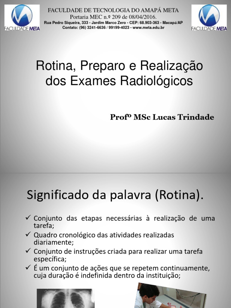 Rotina de Exames Radiológicos | PDF | Especialidades médicas