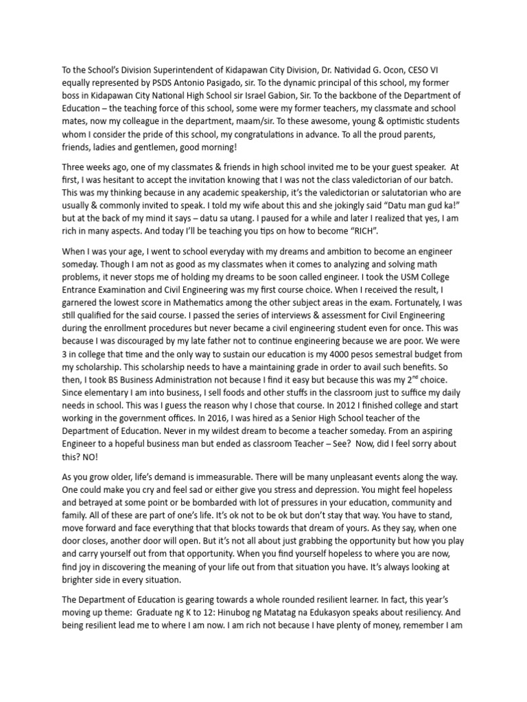 Speech 2023 | PDF | Psychological Resilience | Psychology