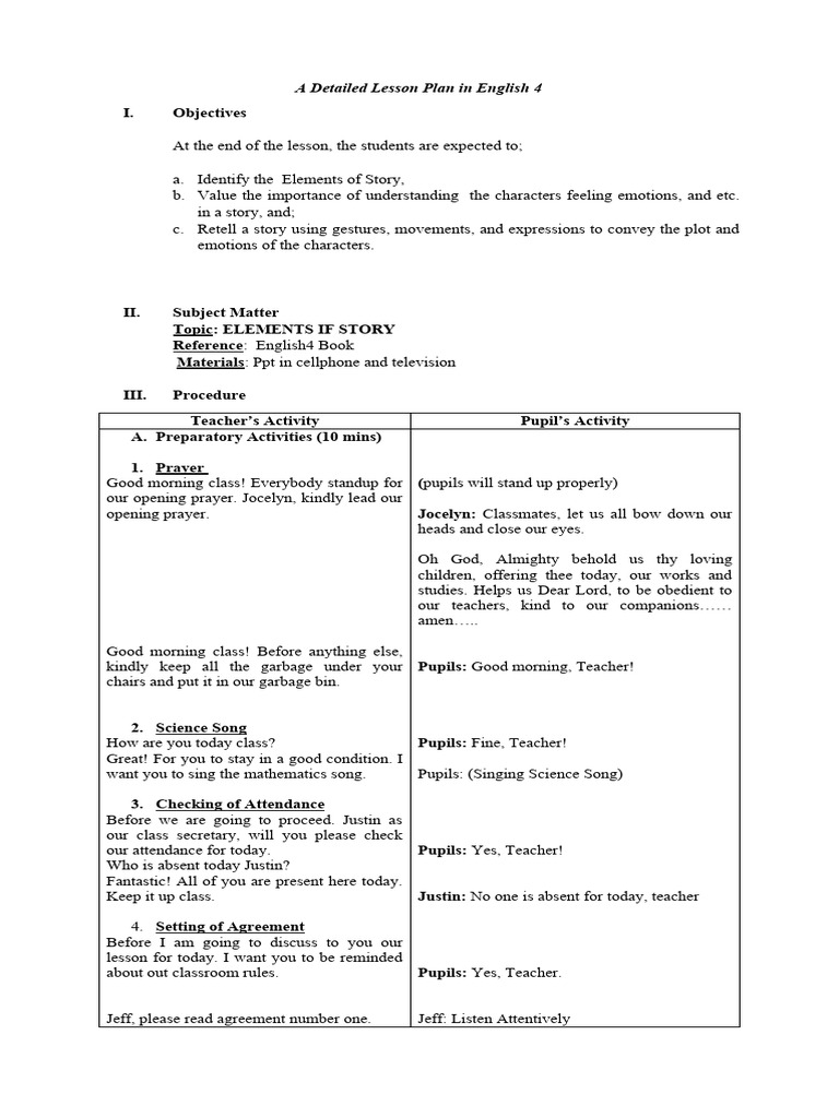 DLP ELEMENTS OF THE STORY 4 | PDF