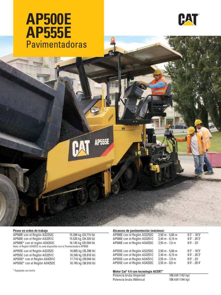 AP500E AP555E. Pavimentadoras | PDF | Motores | Camión