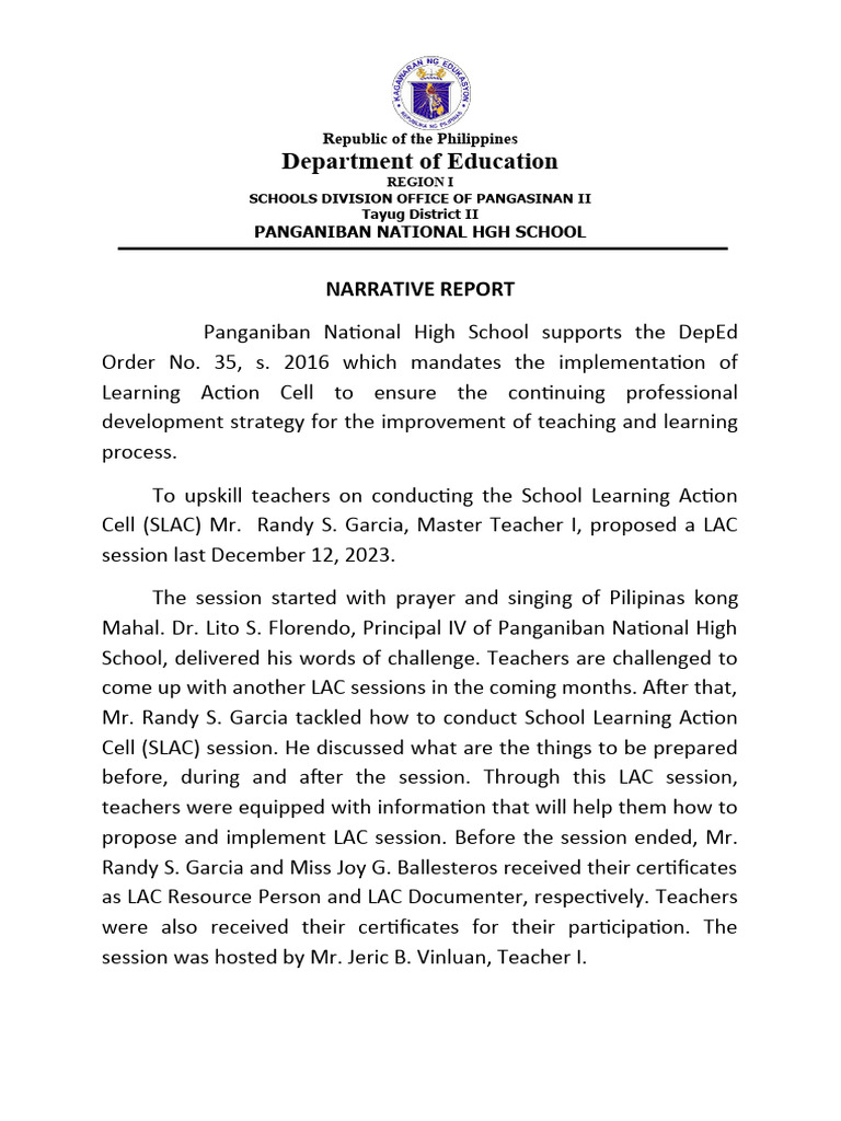 SLAC Narrative Report Dec 2023 | PDF