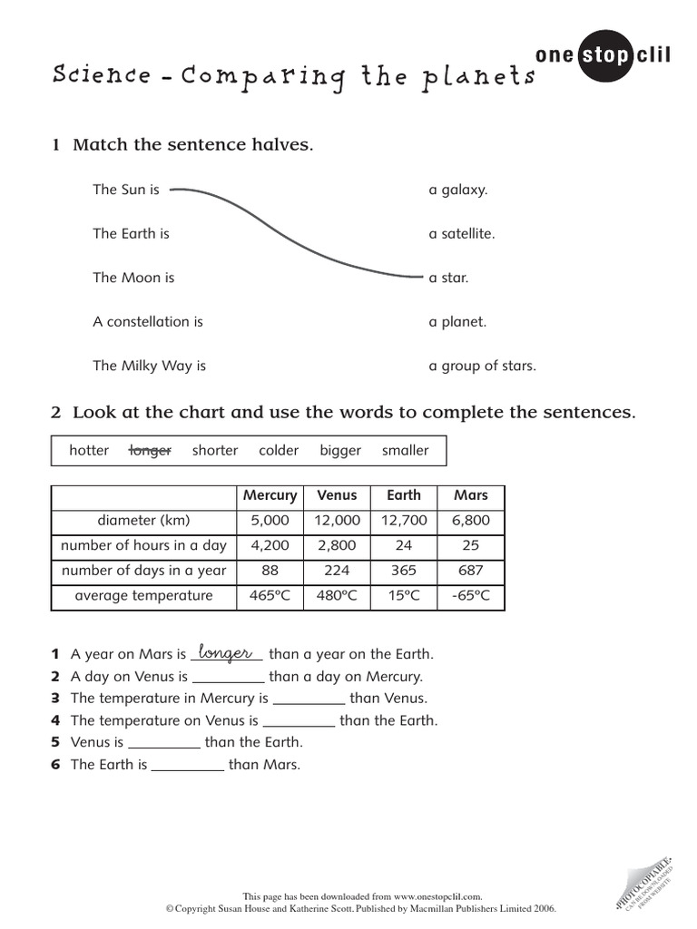 SC Comparing The Planets | PDF | Planets | Stars