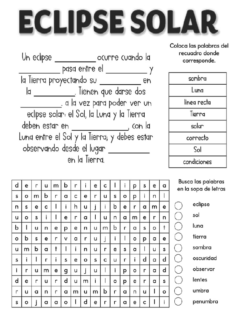 Actividades Primer Grado Eclipse Solar | PDF