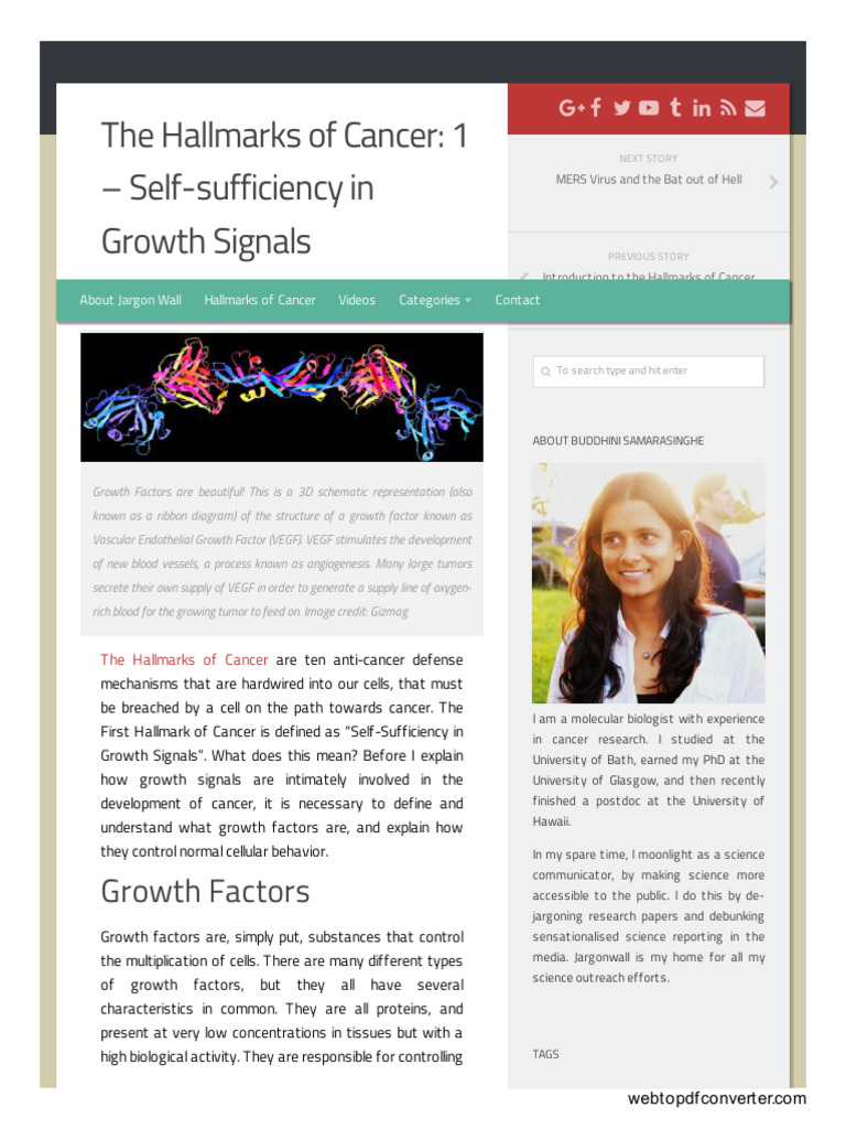Hallmarks of Cancer: Growth Signals | PDF | Cell Signaling | Cancer