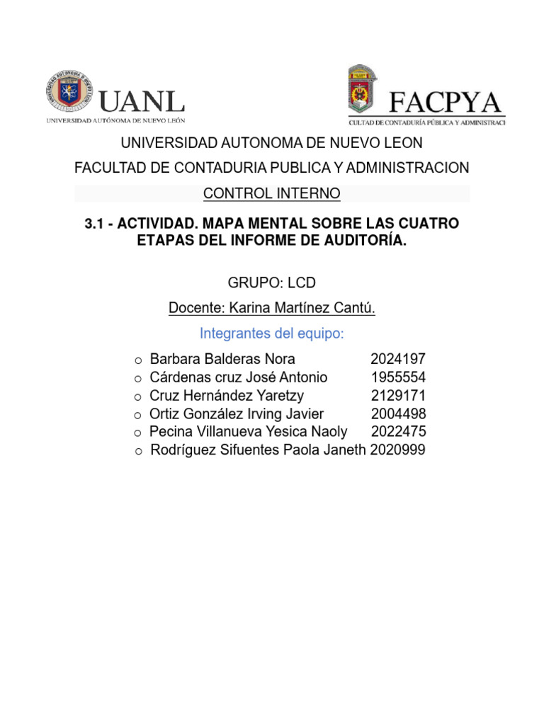 Ev.3.1 - Mapa Mental - GP - LDC | Descargar gratis PDF | Auditoría | Contralor