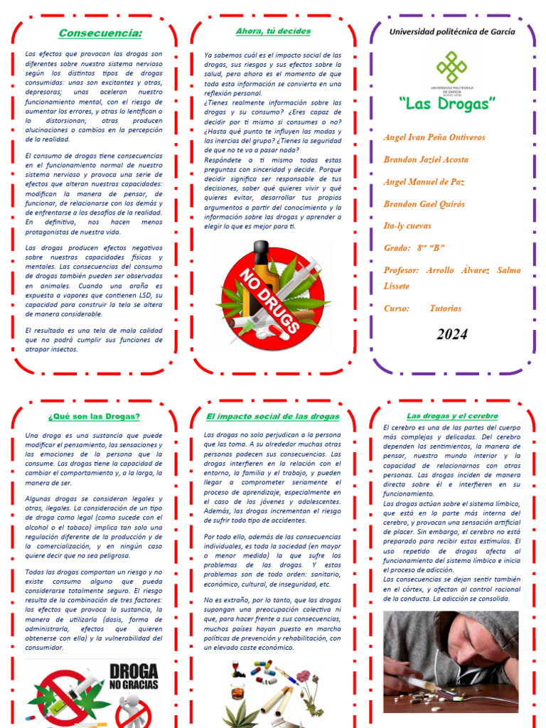 Triptico-Drogas Angel | PDF | Drogas | Cerebro