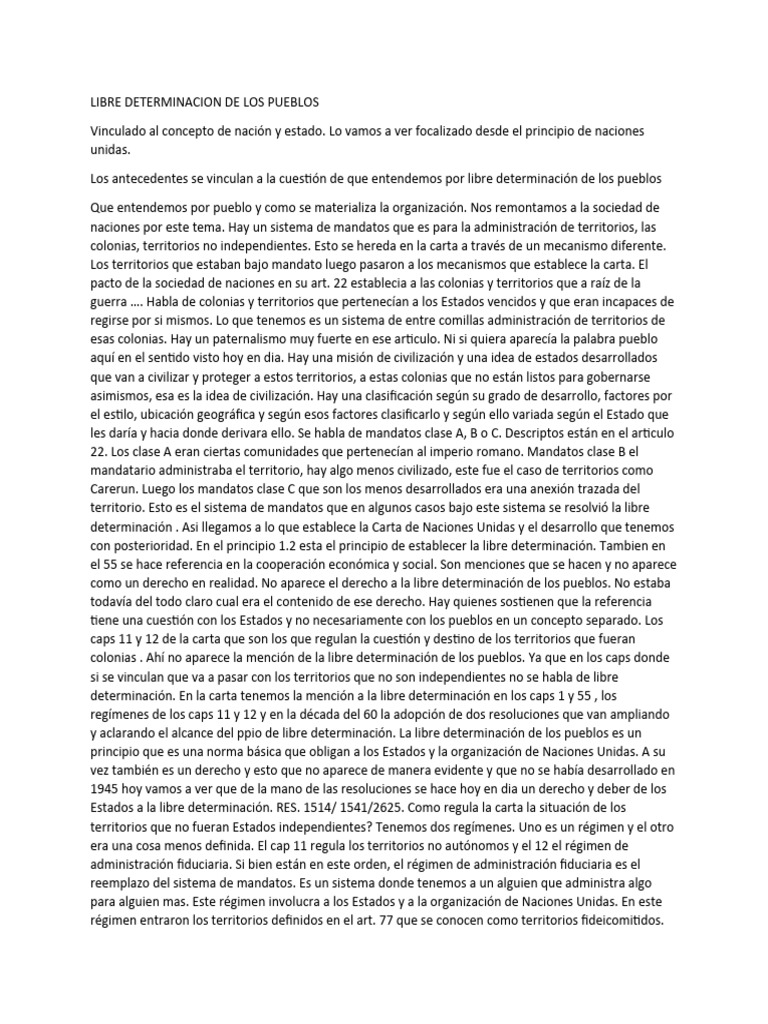 Libre Determinacion de Los Pueblos | PDF | Autodeterminación ...