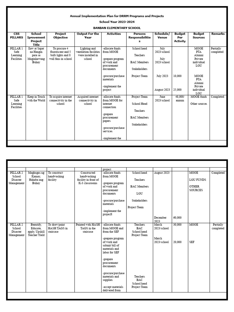 Annual Implementation Plan in DRRM | PDF