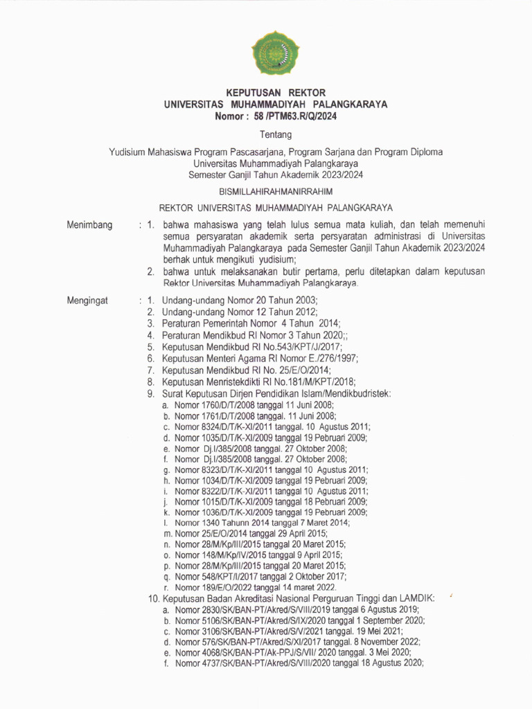 SK Yudisium Ganjil T.A 2023-2024 | PDF