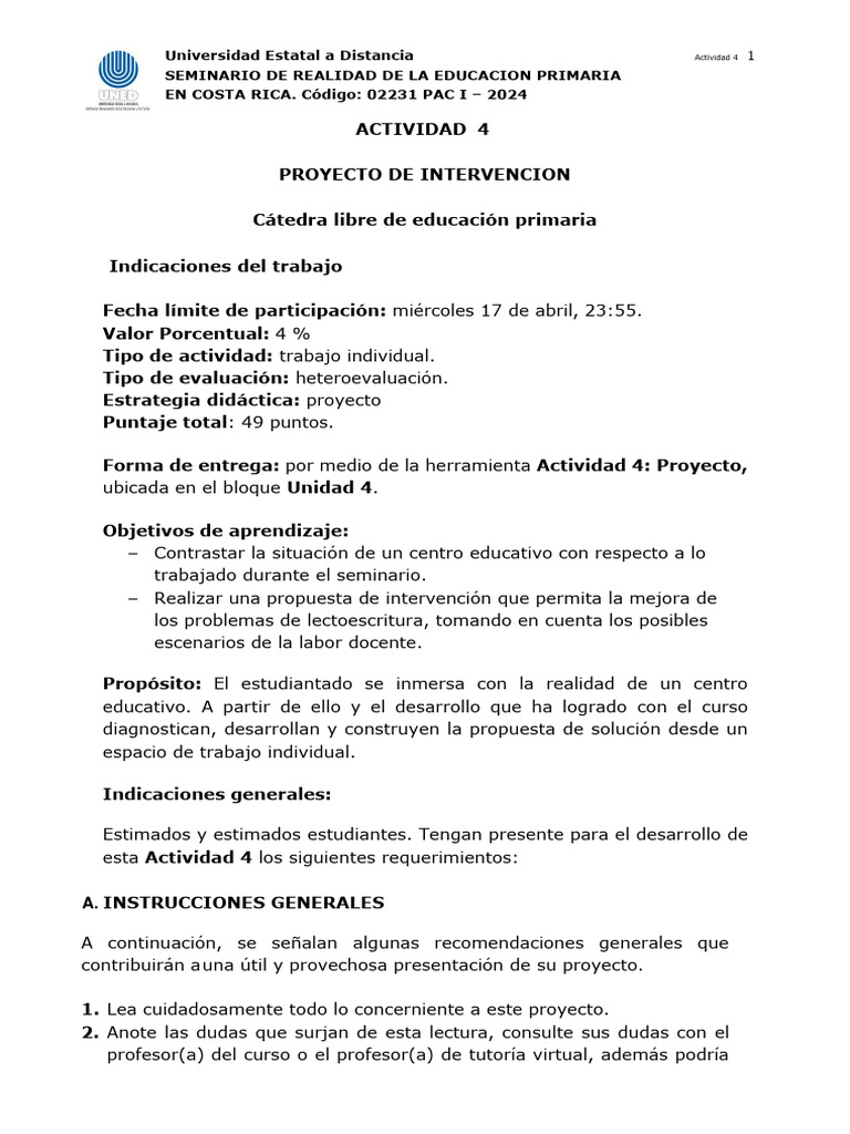 Proyecto de Intervención Educativa | PDF | Educación primaria | Maestros
